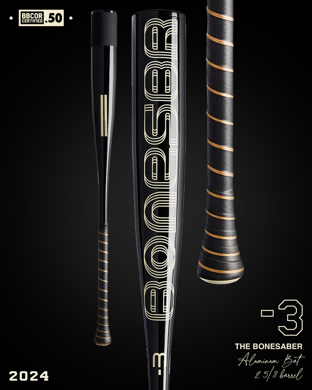 2024 BONESABER BLACK COBRA EDITION BBCOR METAL BASEBALL BAT – Warstic