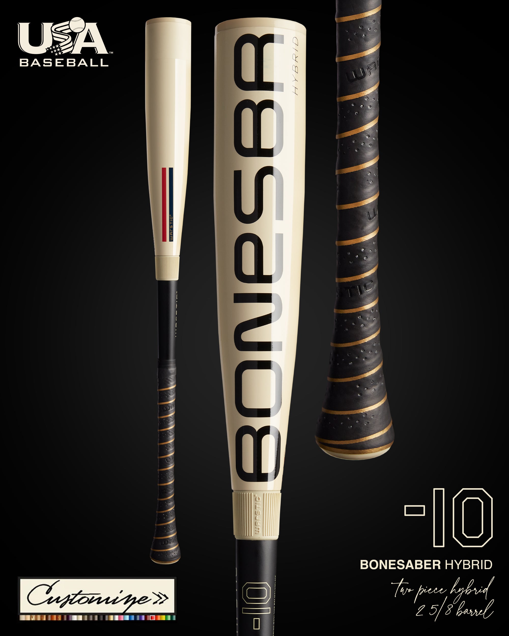 2025 CUSTOM BONESABER HYBRID USA METAL BASEBALL BAT – Warstic