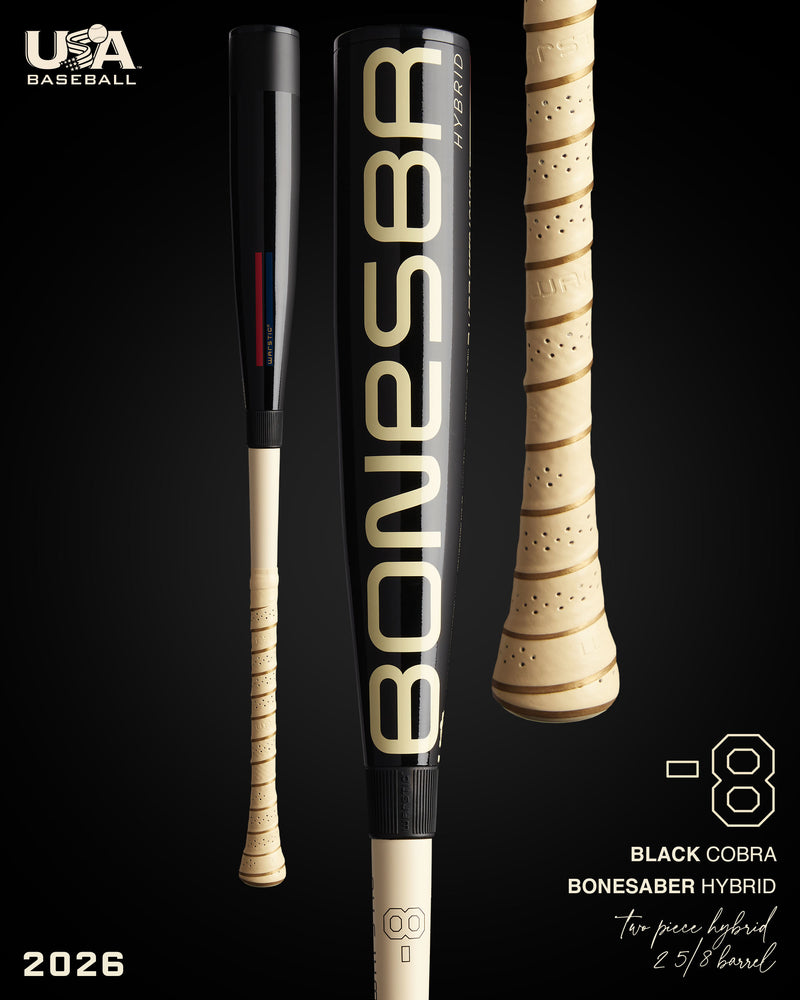 2026 BONESABER HYBRID BLACK COBRA EDITION USA METAL BASEBALL BAT -8 ...
