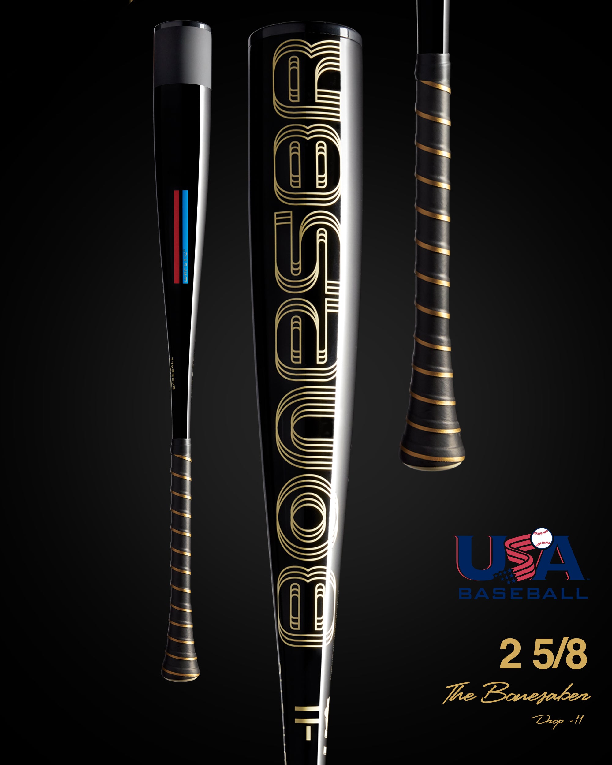 2024 BONESABER BLACK COBRA EDITION USA METAL BASEBALL BAT -11 – Warstic