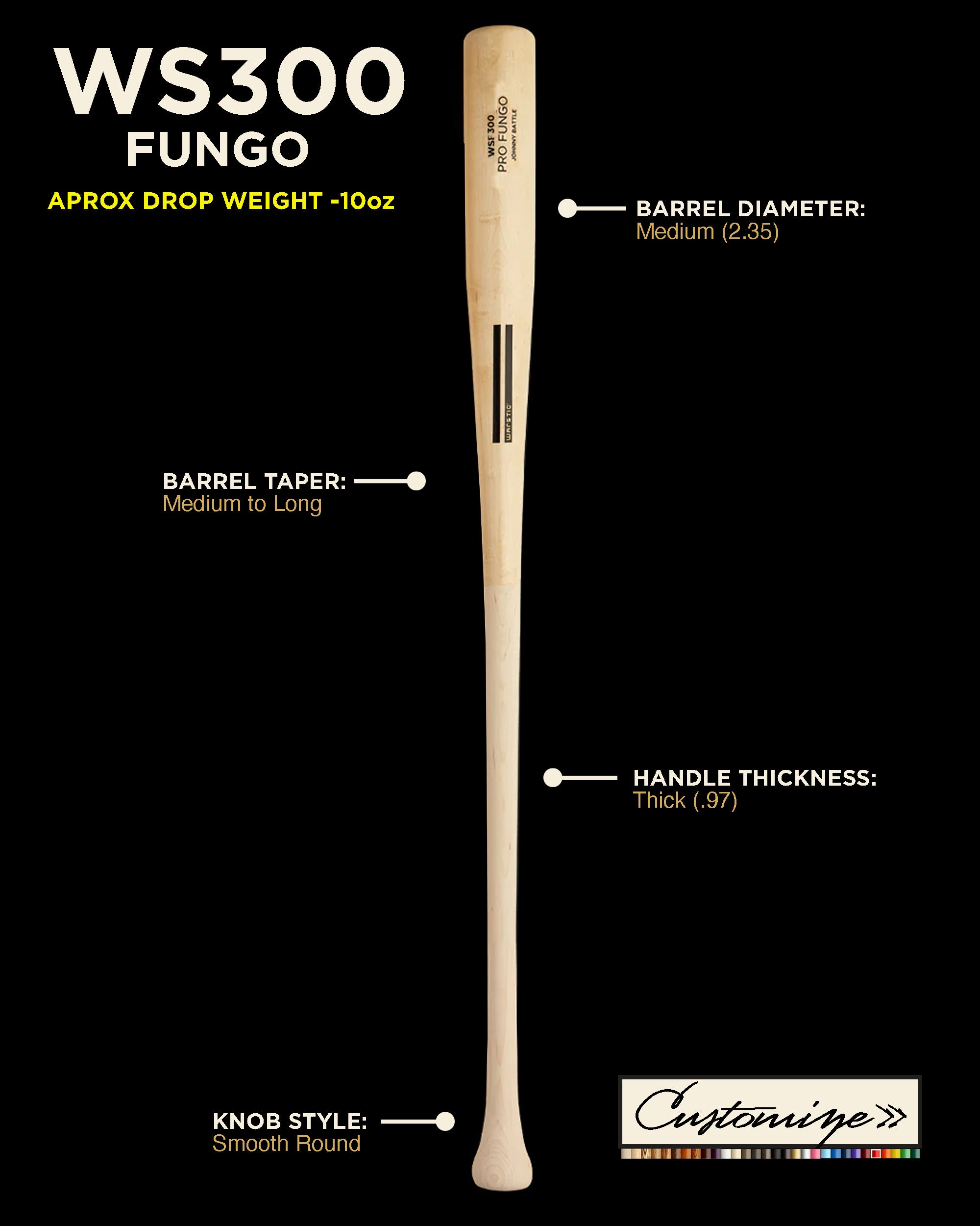 WSF300 PRO CUSTOM COACH'S WOOD FUNGO – Warstic
