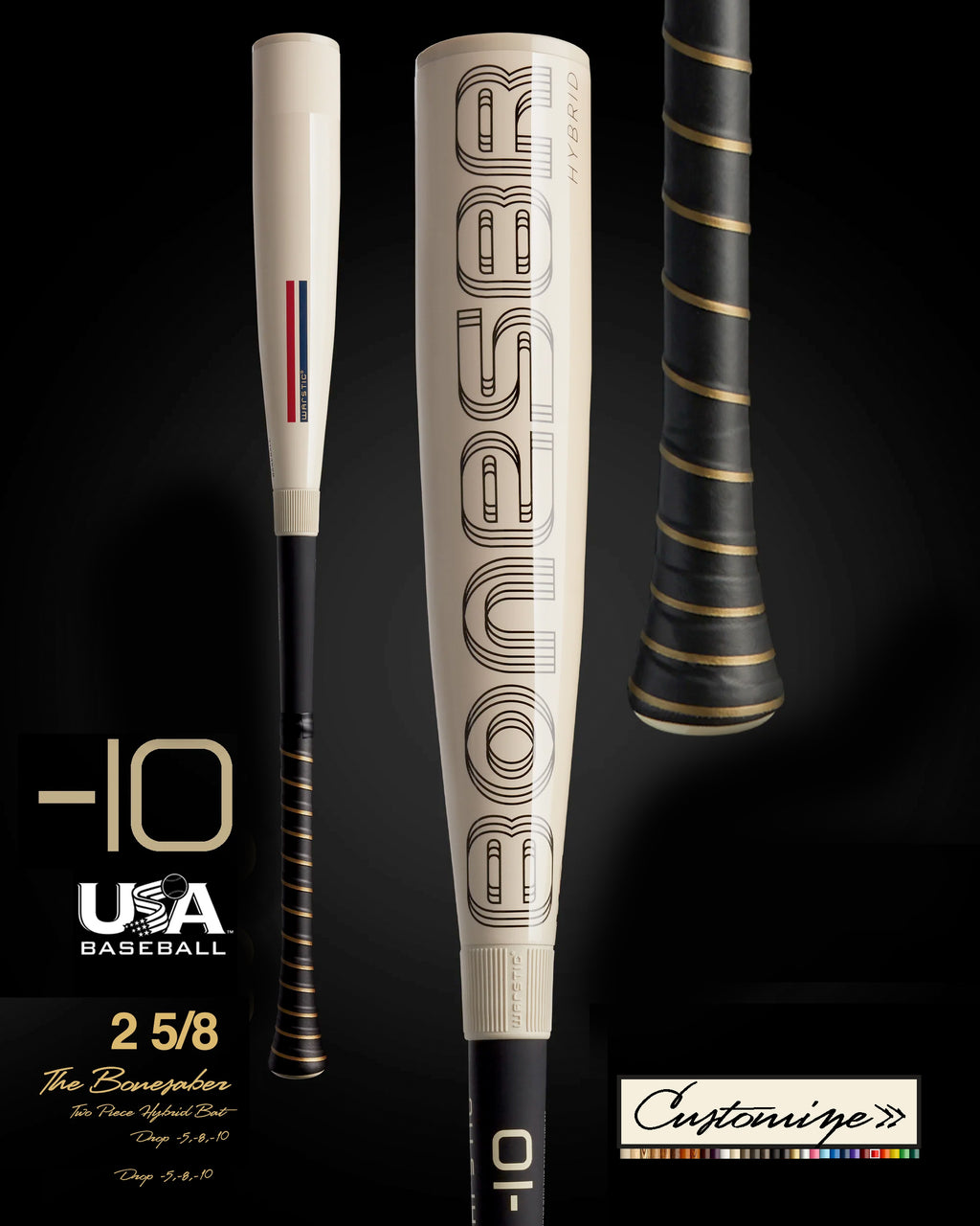CUSTOM BONESABER HYBRID USA METAL BASEBALL BAT – Warstic