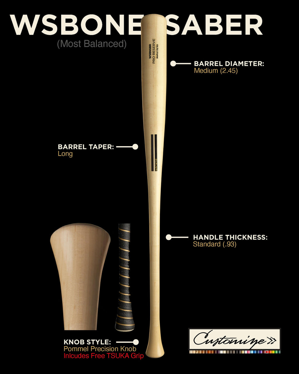 WSBONESABER CUSTOM WOOD BAT – Warstic